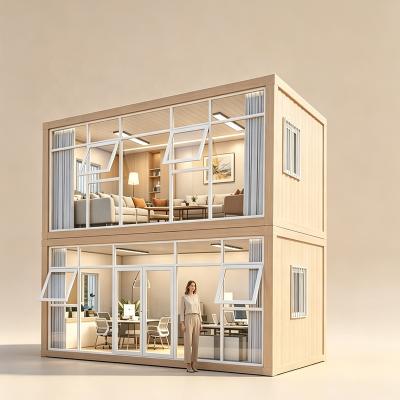 China 20 Foot Flat Pack Container House Luxury Mobile Tiny House Office Waterproof Insulated Prefab Detachable Modern Office Building for sale