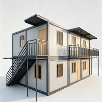 China Factory Direct Custom Layout Flat Pack Container House 2-Story Open Concept Seaside Homestay Plastic Steel Window Balcony Hotel for sale