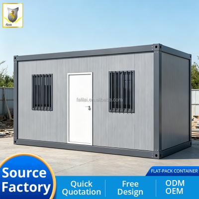 China Portable 20ft Cabin Shed Mobile Home Tiny Office Flat Pack Container Home Mobile Prefabricated Container House with Bathrooms for sale