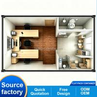 China 20Ft Glass Curtain Wall Flat Pack Container House Modular Tiny Home Prefab Mobile Office Building Workspace Commercial Use for sale