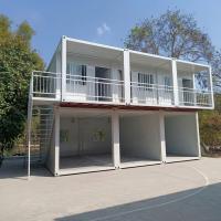 China Modular Combined Detachable Container House Two Layer Design Lower Garage Upper Office Prefabricated Flat Pack Building for Site for sale