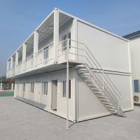 China 2 Storey Flat Pack Container House Galvanized Steel Modular Prefabricated Staff Dorm Detachable Container House for Project Camp for sale
