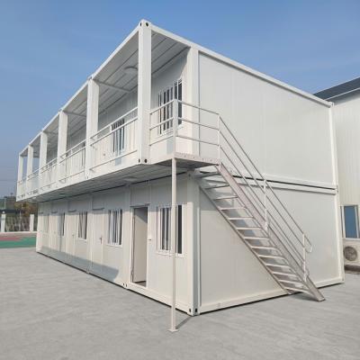 China 2 Storey Flat Pack Container House Galvanized Steel Modular Prefabricated Staff Dorm Detachable Container House for Project Camp for sale