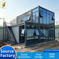 China High Quality 20ft Flat Pack Container House Prefab Tiny House Modular Homes with Glass Wall for Project Department Office Use for sale