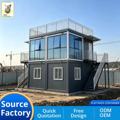 China Factory Wholesale Single Modular Container House Creative Design 2 Story Flat Pack Container House 20ft Portable Office Homes for sale