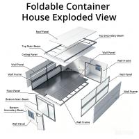 China Low Cost 20ft X Type Foldable Light Steel Container Home Modular Prefabricated Office Building Living Tiny Homes Worker for sale