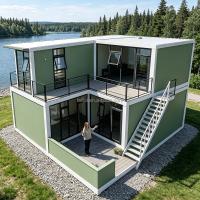 China 20&30ft Flat Pack Container Office Prefab Container Home 2 Storey Large Glass Window Balcony Detachable Modular Resort Homestay for sale
