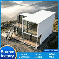 China 20&30ft Flat Pack Container Office Prefab Container Home 2 Storey Large Glass Window Balcony Detachable Modular Resort Homestay for sale