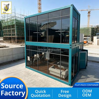 China Manufacture 20ft Modular Tiny House Prefabricated Luxury 2 Story Office Houses Prefab Shop Modular Container Homes Low Cost for sale