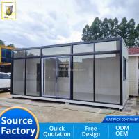 China Factory 20ft Modern Prefabricated Home  Customizable Office Coffee Shop bar Prefab Sandwich Panel Glass Modular Container House for sale