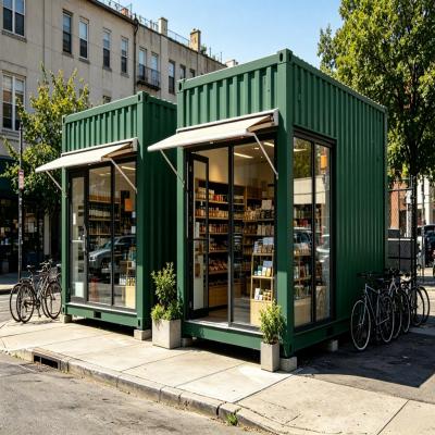 China Prefabricated Steel Structure Mobile Shipping Container Bar 20ft 40ft  Shop Cafe  Flat Pack Prefab Kiosk for Sale for sale