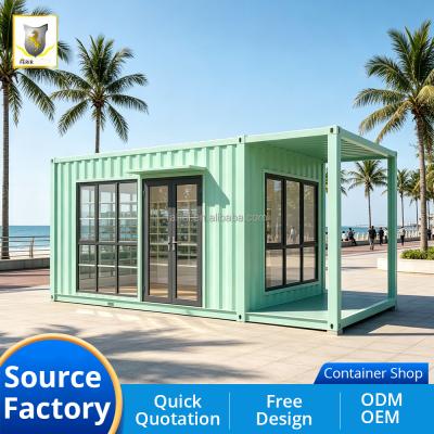 China Custom Layout Modular Design Prefab Shop Steel Structure 20ft Container Coffee Shop Modular Prefab Shop Flat Pack Prefab Kiosk for sale