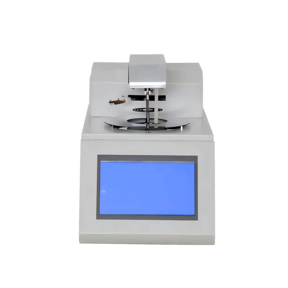 New generation fully automatic open flash point tester with 7-inch color touchscreen, front view