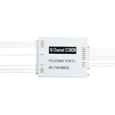 China 10-18CH CCWDM MUX DEMUX Compact Optical Multiplexer with ≤2.2dB Insertion Loss and 55x35x8mm Size for sale