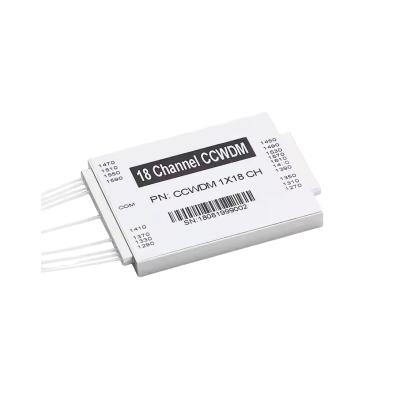 China 18 Channel Compact CWDM Multiplexer with 55×45×6mm Package and ≤2.0dB Insertion Loss for Optical Networks for sale