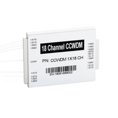 China 18-Channel CCWDM Multiplexer with ≤2.0 dB Insertion Loss and 55x45x6 mm Compact Design for High-Density Optical Networks for sale