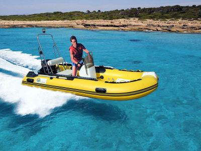 China Deep V Fiberglass Rib Rigid Hull Inflatable Boat With With Console / Steering System for sale