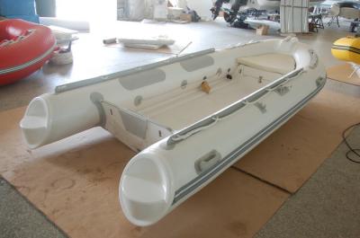 China 390cm Semi - Rigid Inflatable RIB Boats Fiberglass Hull Light Grey Color for sale