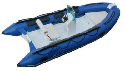China Rigid Inflatable RIB Boats 1.2mm PVC Tube In Blue Color Max 30HP Motor for sale