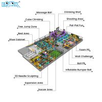 China 636m²  Neon Trampoline Park Cyan-Purple Cyber Industrial Design for sale