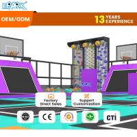 China 636m²  Neon Trampoline Park Cyan-Purple Cyber Industrial Design for sale