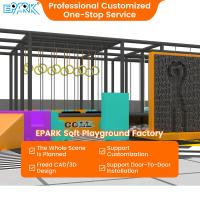 China 636m²  Neon Trampoline Park Cyan-Purple Cyber Industrial Design for sale