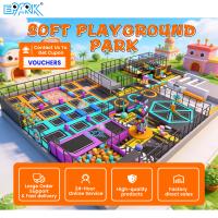 China 636m²  Neon Trampoline Park Cyan-Purple Cyber Industrial Design for sale