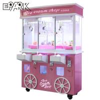 China Coin Pusher 3 Players Gift Crane Game Machine Indoor Pink for sale