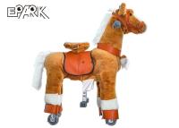 China 120W Kiddy Ride Machine Mechanical Rocking Horse Plush Toy On Wheels for sale