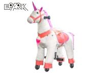 China 120W Kiddy Ride Machine Mechanical Rocking Horse Plush Toy On Wheels for sale