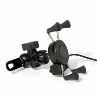 China ABS Metal Clips Quad Lock Motorcycle Handlebar Mount With Charger 5V 2.1A for sale