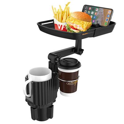 China Double Car Cup Holder With Tray 360 Degree Rotation Easy Install for sale