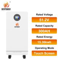 China 51.2V 300Ah 15.36kWh LiFePO4 Solar Energy Storage Battery System with Touch Screen Control for sale