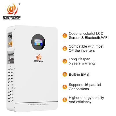 China 25.6V 200Ah 5.12kWh Wall-Mounted Home Energy Storage Battery System with 6000+ Cycle Life for sale