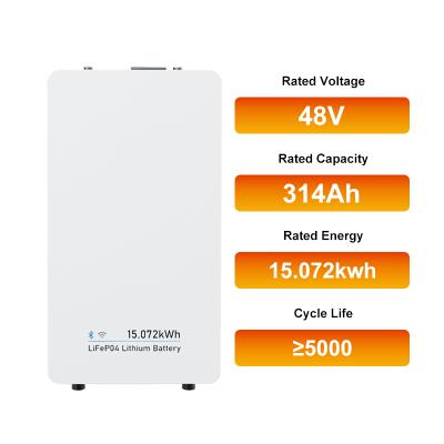 China Wall Mounted LiFePO4 Lithium Battery Pack 48V 314Ah 15kWh Home Energy Storage System for sale