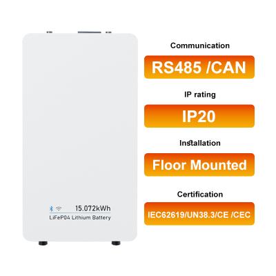 China 48V 314Ah 15kWh LiFePO4 Wall Mounted Home Energy Storage Battery Pack for sale