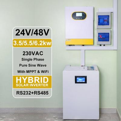 China 3.5KW 24V Solar Inverter Pure Sine Wave MPPT 60A 230Vac Output RS485 Lithium Battery Communication for sale