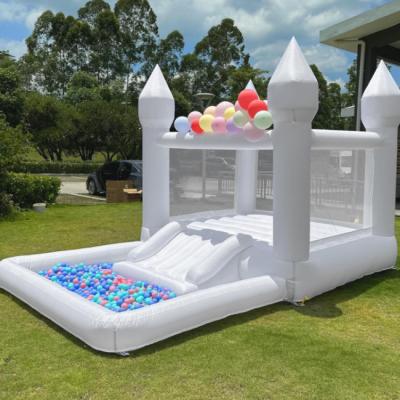 China Party Outdoor White Bounce House Inflatable Jumping Castle For Kids With Ball Pit for sale