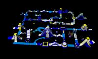 China 75X55Meter  Inflatable Water Park With Big Pool Slide Land Inflatable Aqua Park Fun Amusement Park for sale