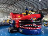 China 6.7x3.7m Custom PVC Outdoor Inflatable Fun City Cartoon Theme Bouncer Jumping Bouncy Castle With Dry Slide for sale