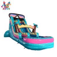 China Commercial PVC Colorful Theme Inflatable Water Slides Outdoor for sale