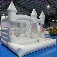 China Inflatable Moonwalk Wedding Bounce Castle White Jumping Castle With Water Slide Pool for sale
