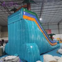 China Custom Inflatable Waterslide Palm Tree Bouncy Water Slide PVC Inflatable Slide With Pool for sale