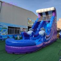 China Commercial Inflatable Kids Big Blow Up Waterslide Palm Tree Backyard Water Slide Combo With Pool for sale