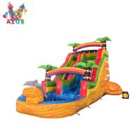 China Palm Tree Inflatable Water Slide For Kid Inflatable Slide With Pool for sale