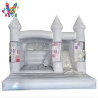 China White Bounce House Pastel Jumping Wedding Bounce Castle With Balloon for sale