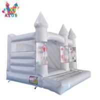 China White Bounce House Pastel Jumping Wedding Bounce Castle With Balloon for sale