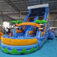 China Customized Heavy Duty Inflatable Slide Outdoor Commercial Water Slide With Pool for sale