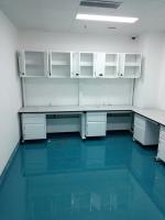 China College Steel Chemistry Lab Furniture / Laboratory Workbench With Reagent Shelves for sale