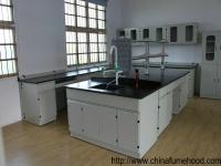 China Laboratory Furniture Wall Casework Bench With Full Steel Reagent Rack for sale